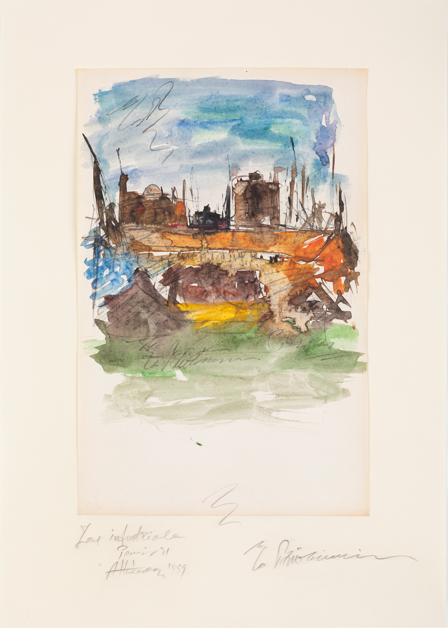 George BOUZIANIS (1885-1959) Zone industriel... | Aquarelles: enchères