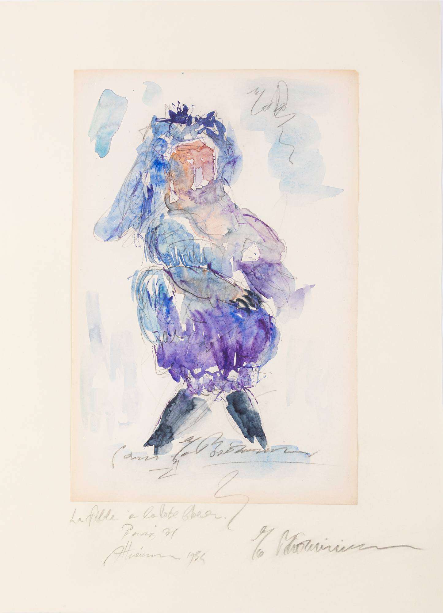 George BOUZIANIS (1885-1959) la fille à la r... | Aquarelles: enchères