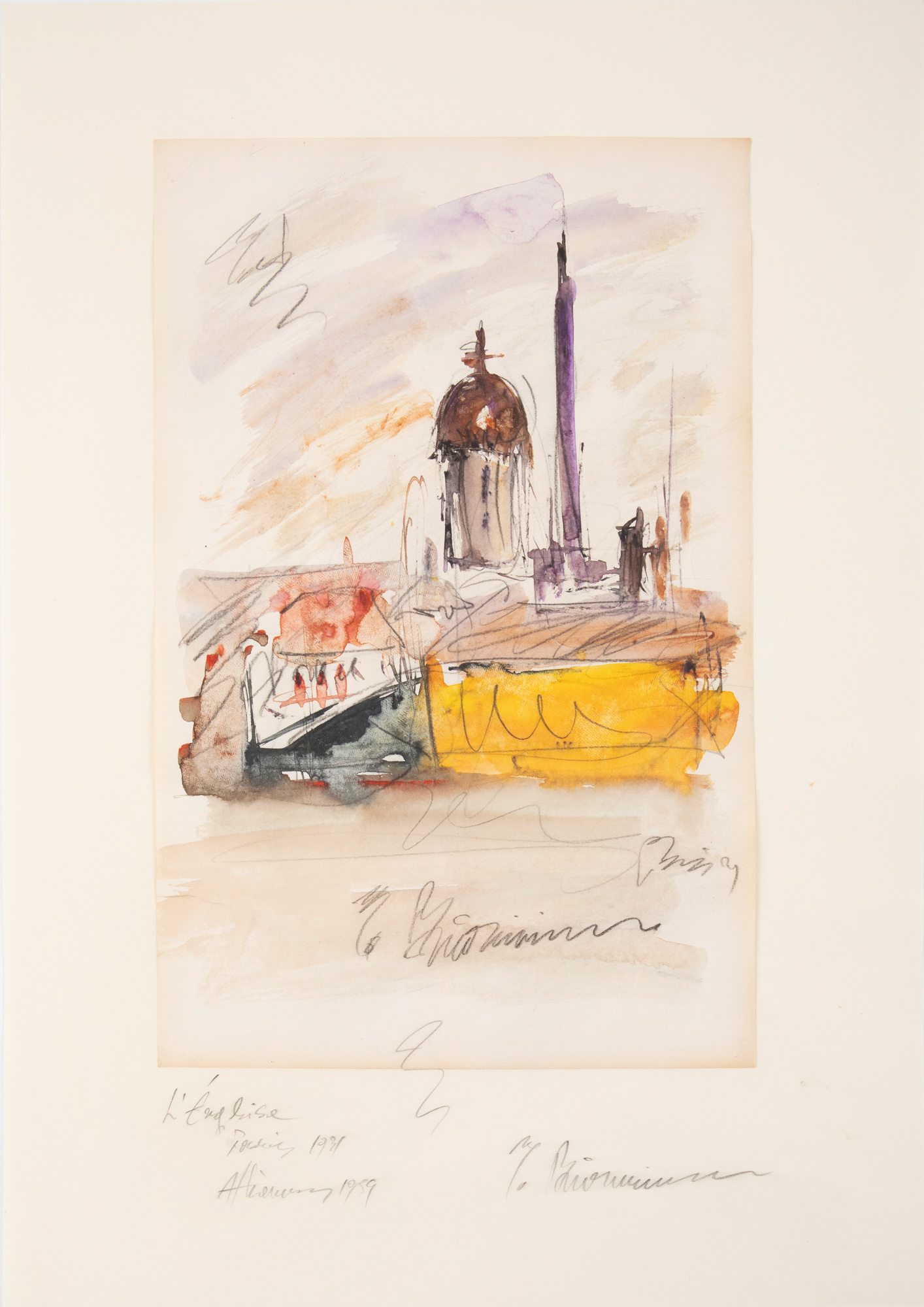 George BOUZIANIS (1885-1959) L'église, Paris... | Aquarelles: enchères
