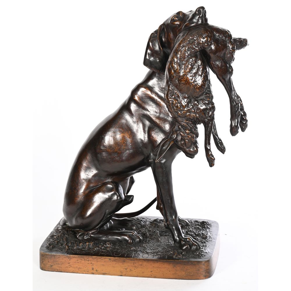 PAUTROT Ferdinand. (1832-1874). «Braque au lièvr... | Bronzes: enchères