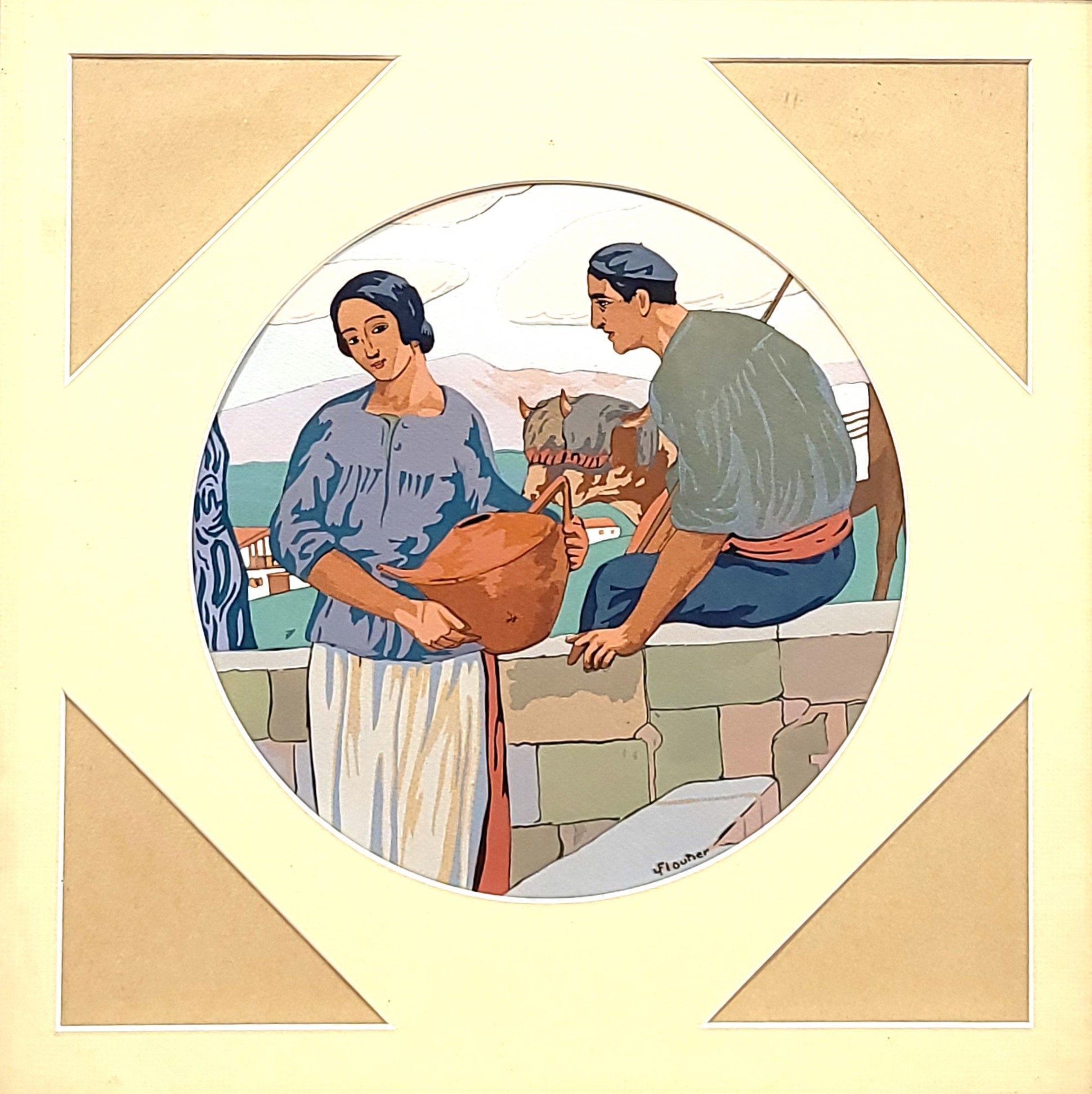 Louis FLOUTIER (1882–1936)MaïtenaRound stencil signed on th... | bids
