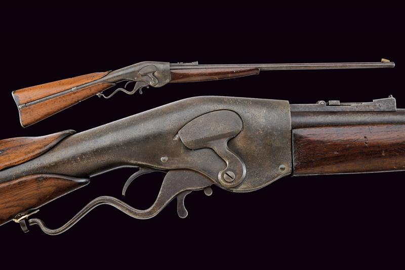 An Evans lever Action RifleCanna tonda rigata (an... | Armes: enchères
