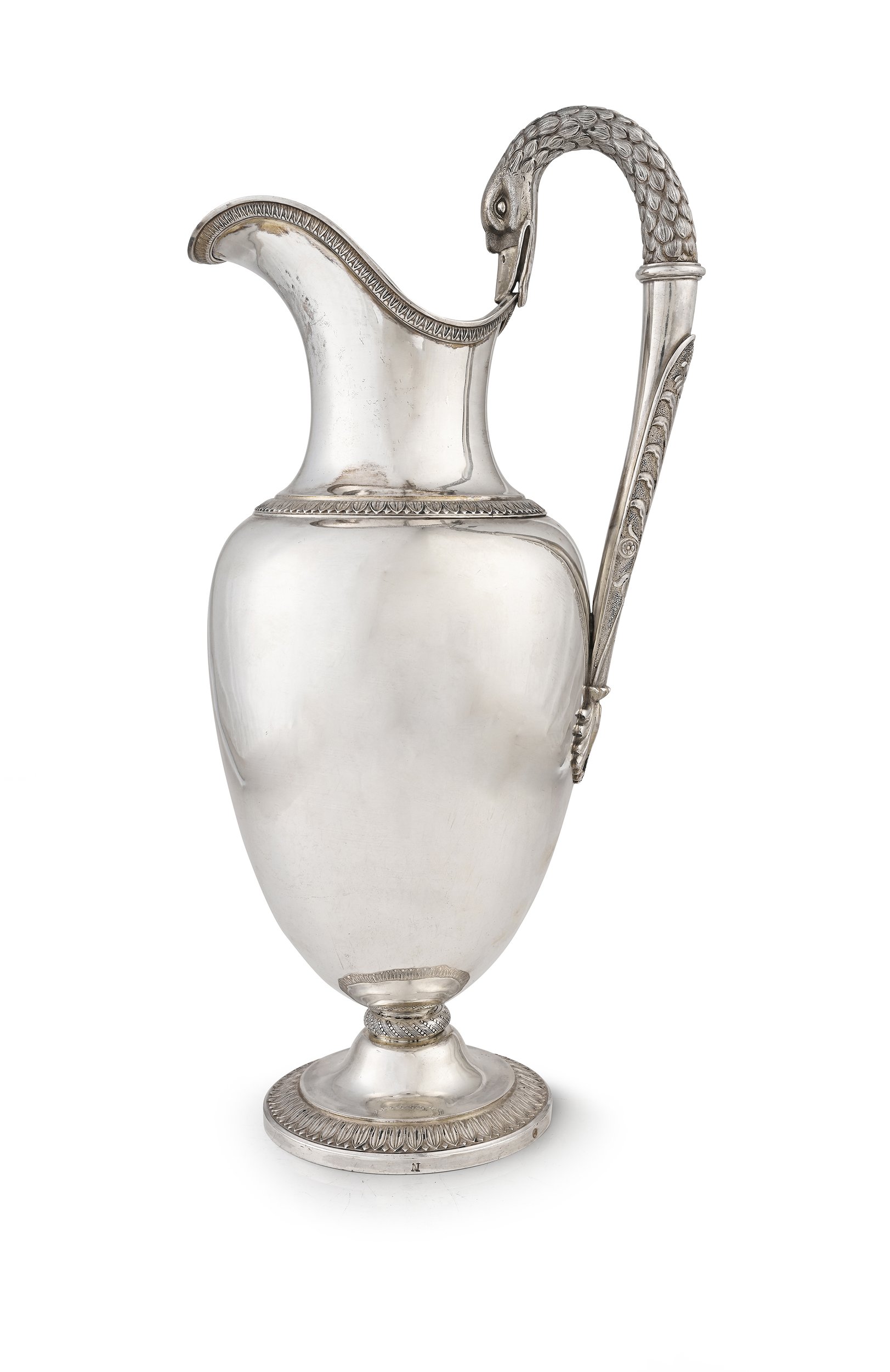A first-grade (950°/°°) silver ewer in a baluster shape, deco... | bids