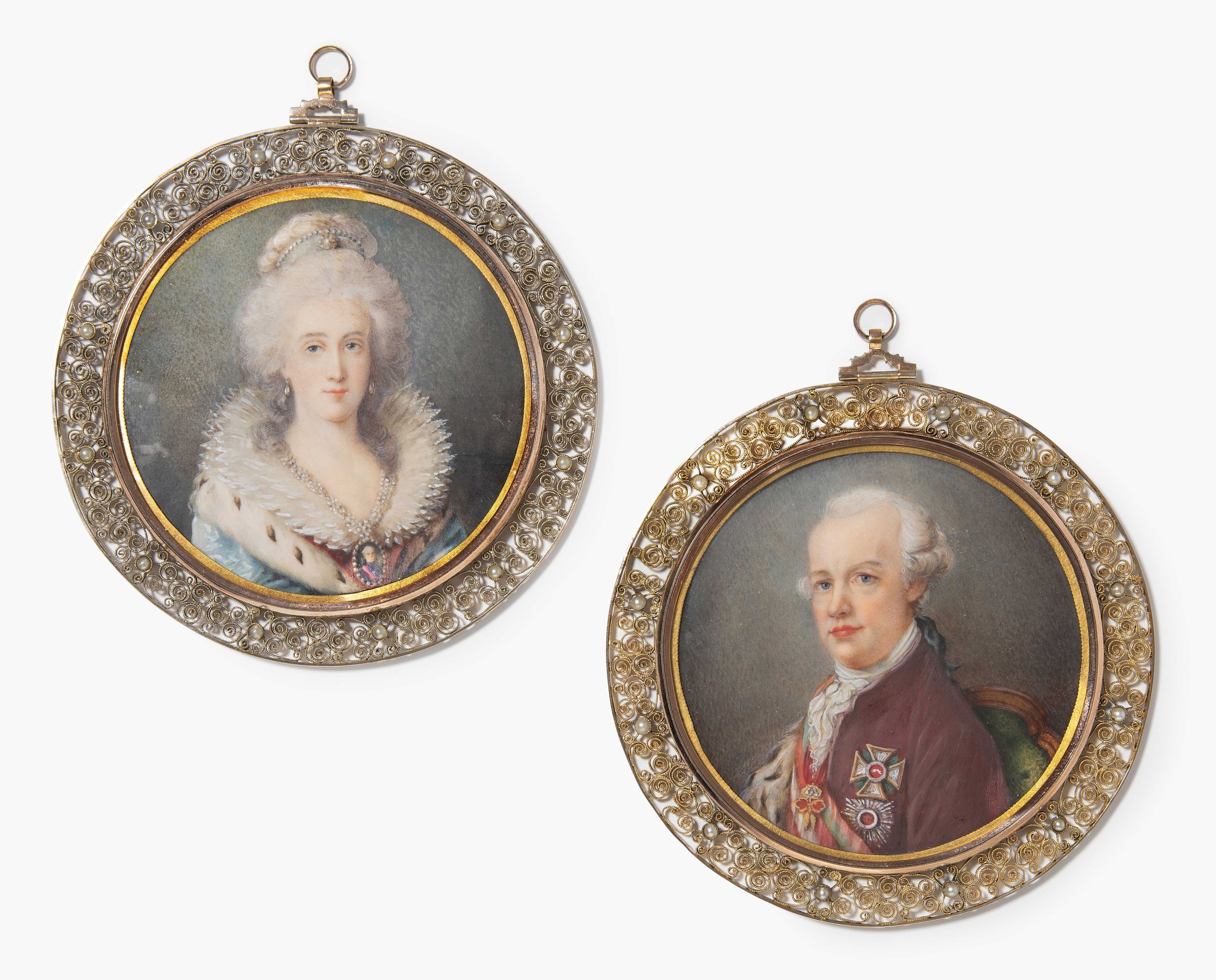 1 pair of portrait miniatures, lat... | Old Masters (before 1870): bids
