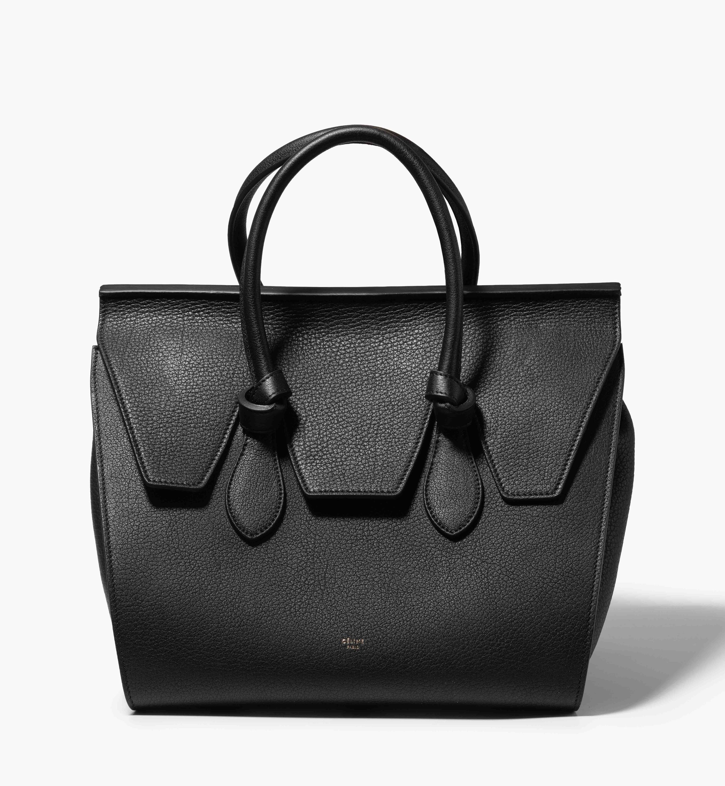 Céline, "Tie Knot Tote Bag"Made of black grained l... | Handbags: bids
