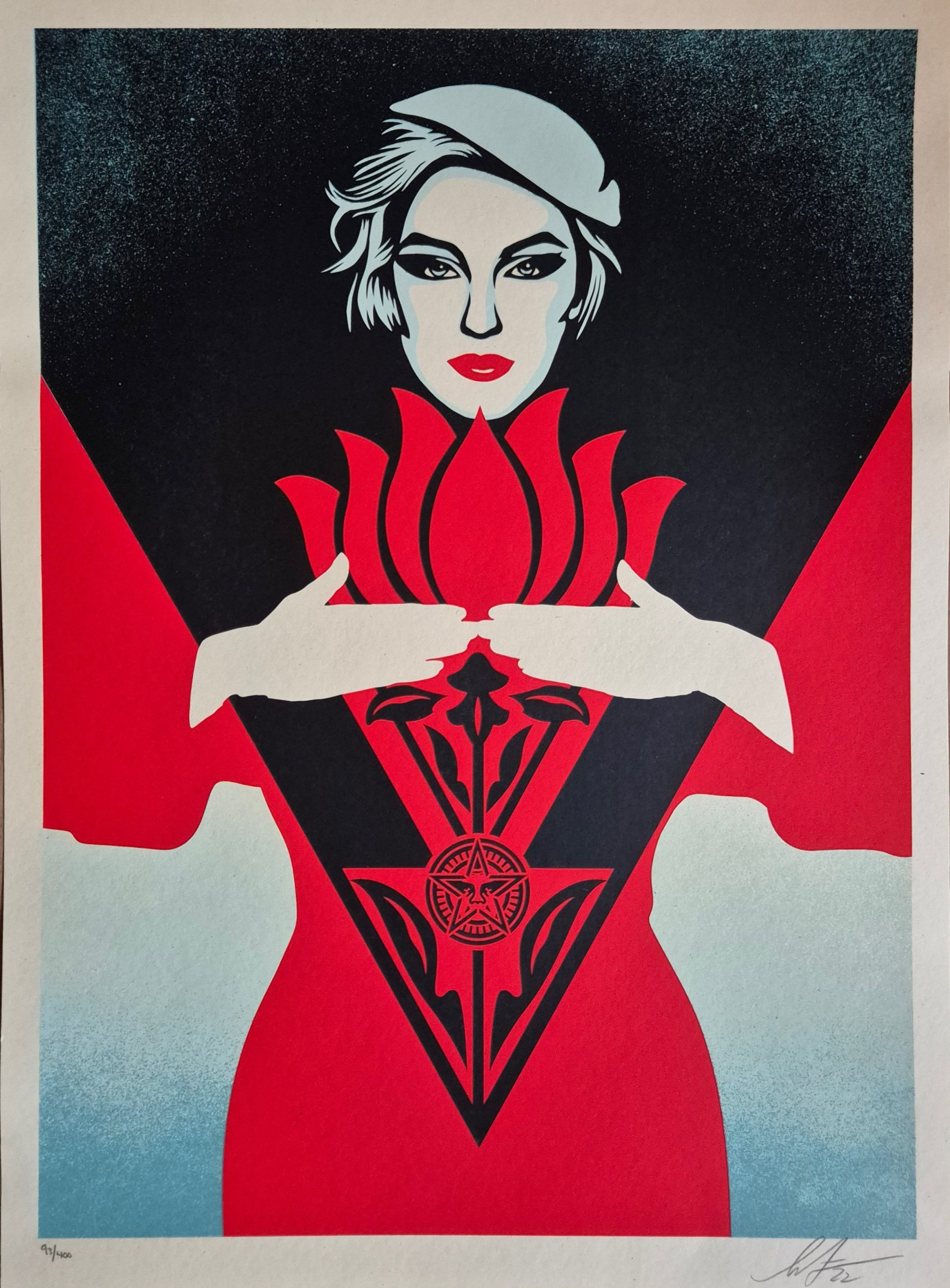 Shepard FAIREY (1970)Noir Flower Woman Re... | Lithographies: enchères