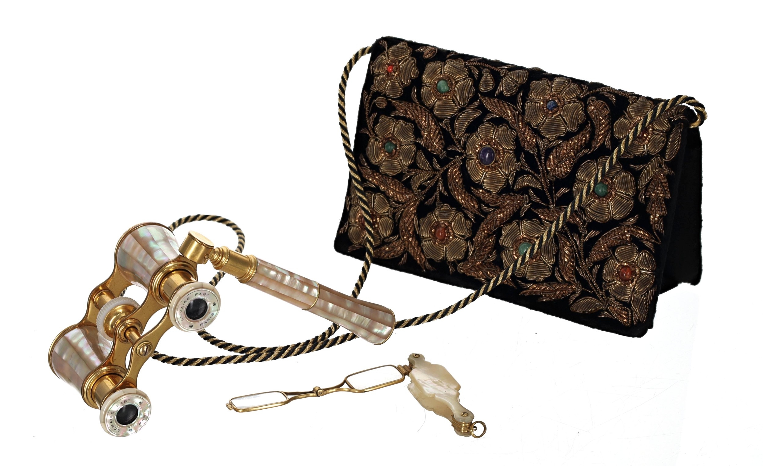 Pair of French mother of pearl and gilt metal opera g... | Silver: bids