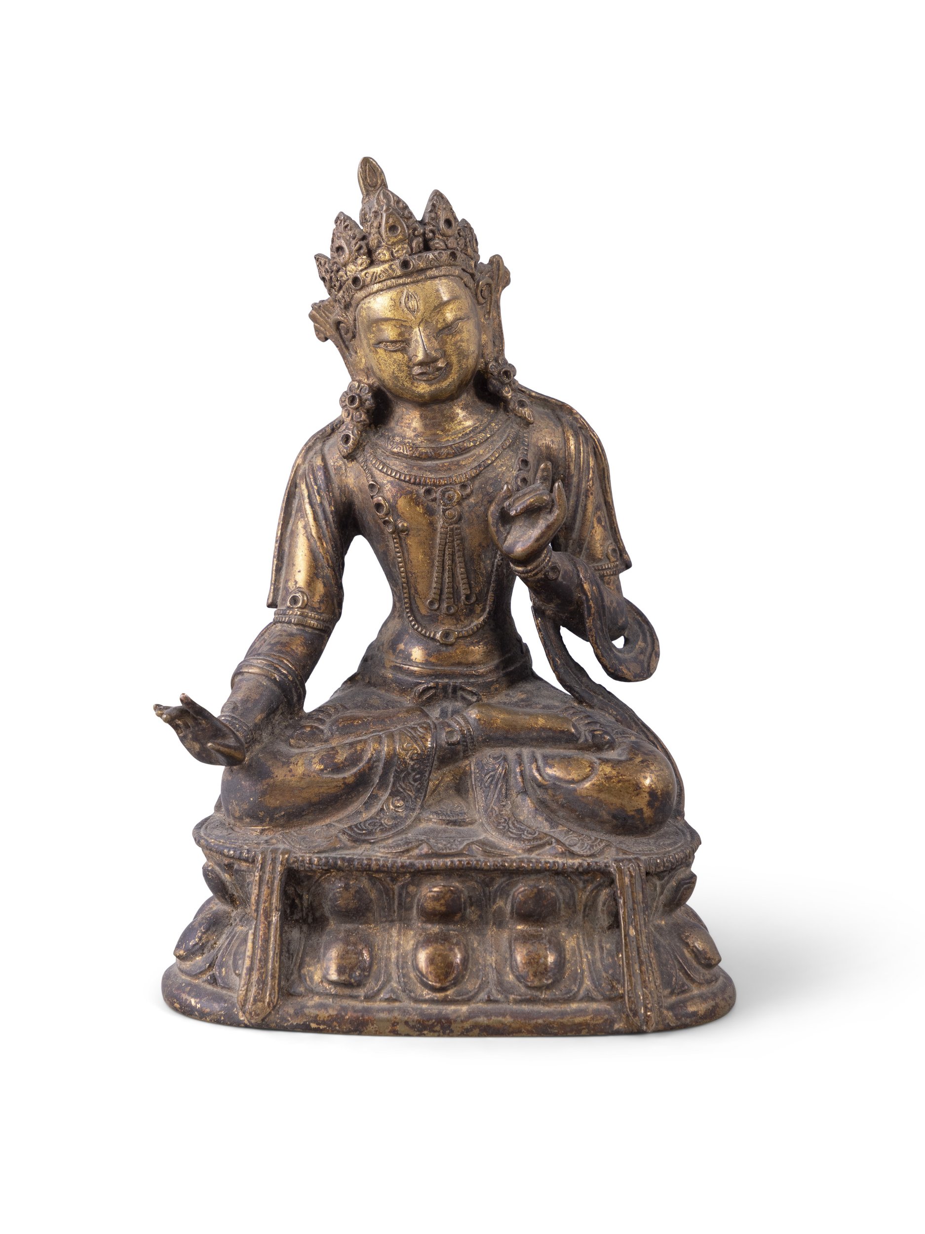 FIGURE EN BRONZE DORÉ D'UN BODHISATTVA Tibet... | Arts d'Asie: enchères