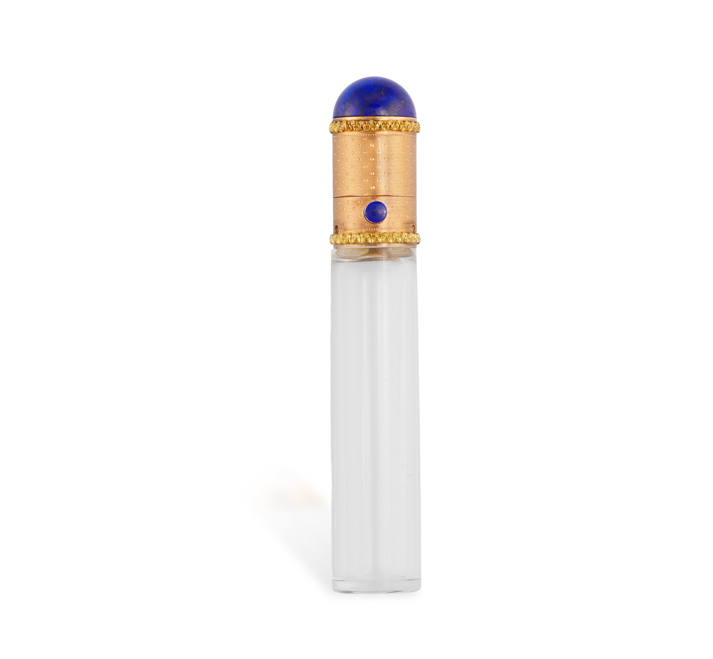 Flacon à parfum en lapis-lazuli, cristal de roche... | Stylos: enchères