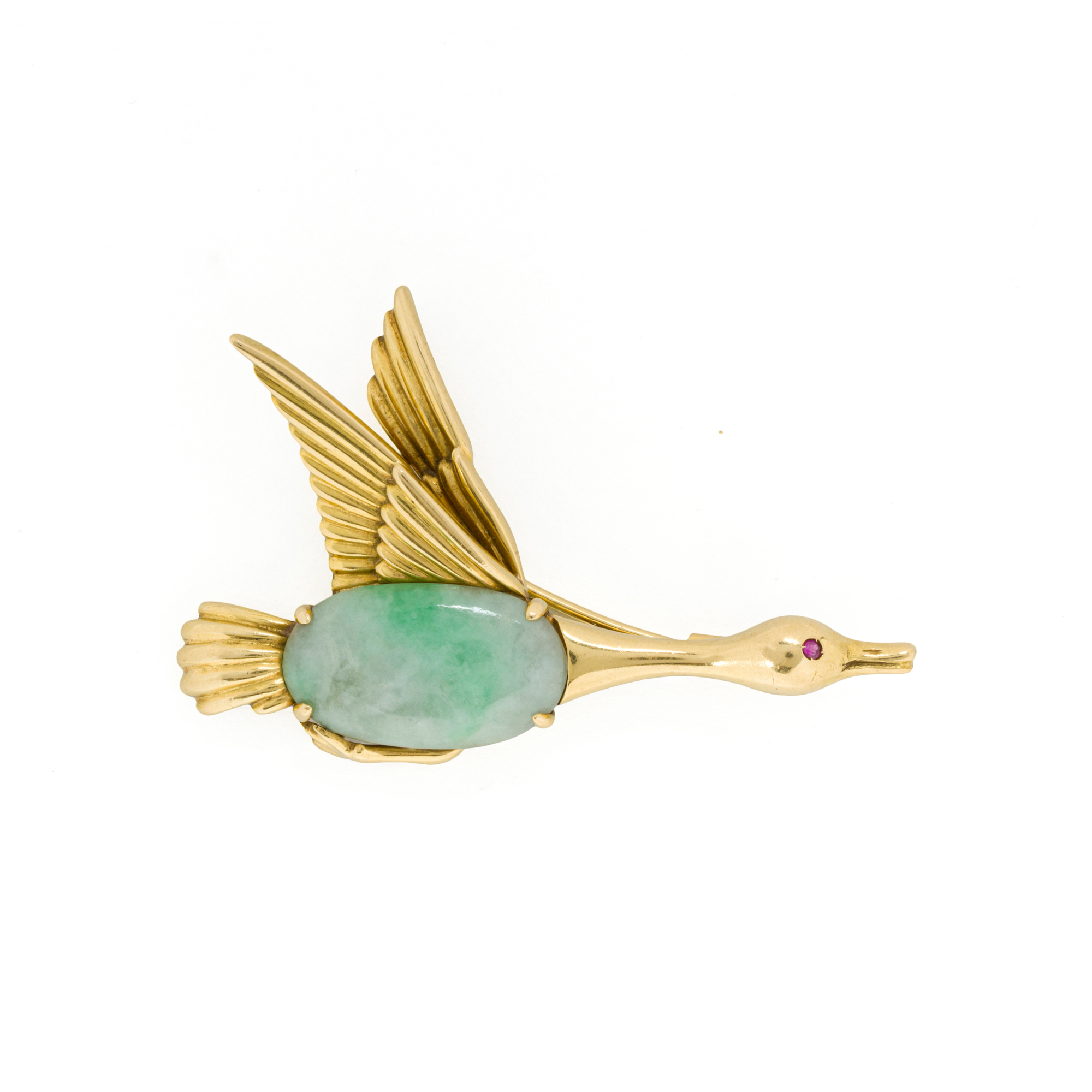 Duck-shaped brooch 18-karat gold with a c... | Brooches and pins: bids