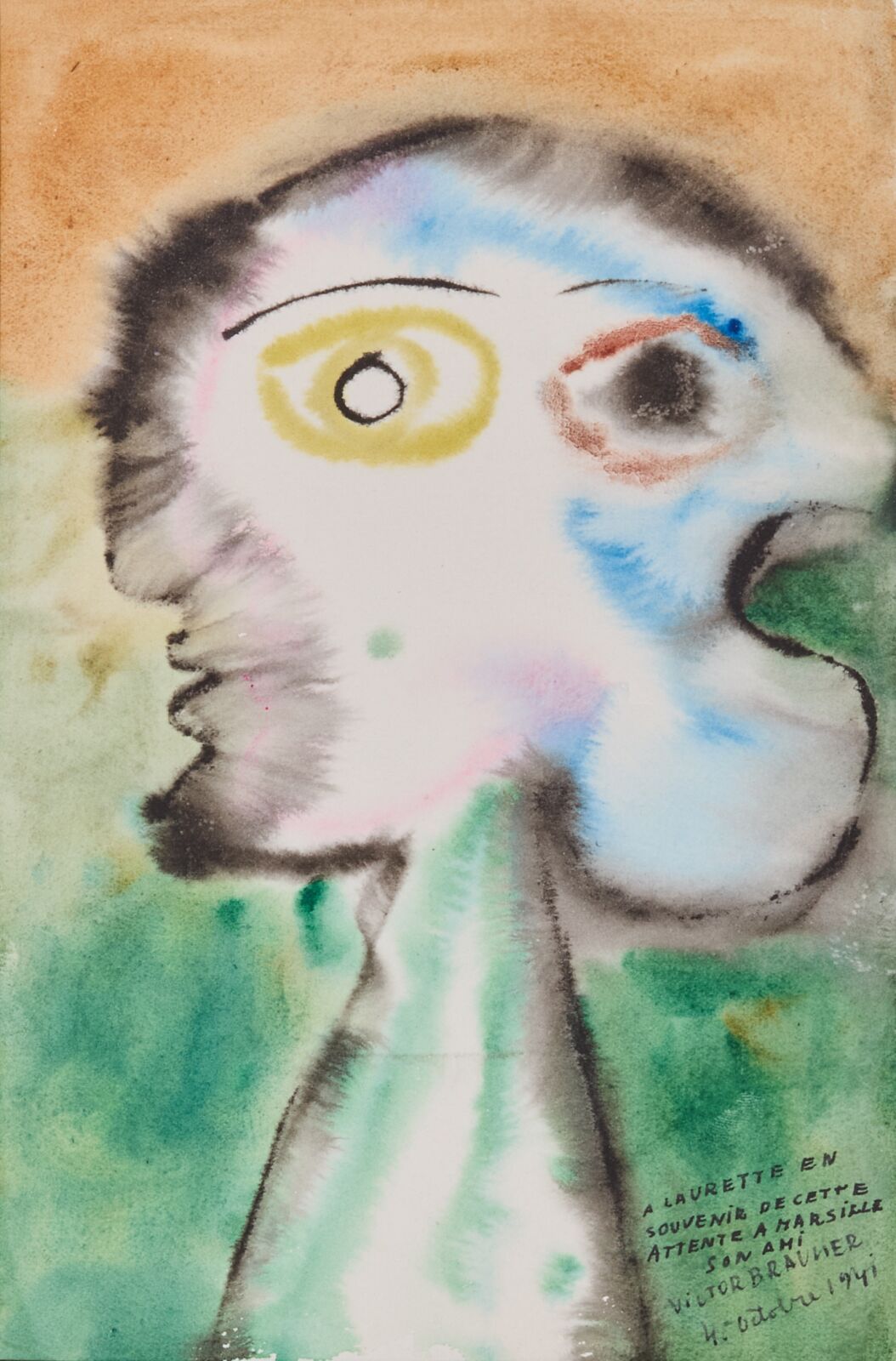 Victor BRAUNER (1903-1966)Portrait à deux vi... | Aquarelles: enchères