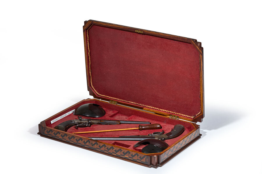 A case believed to have belonged to Federico Laredo Brú... | Arms: bids
