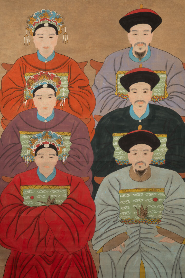 描绘六位祖先的彩绘卷轴中国，20世纪210 × 102 厘米 | 亚洲艺术: 拍卖