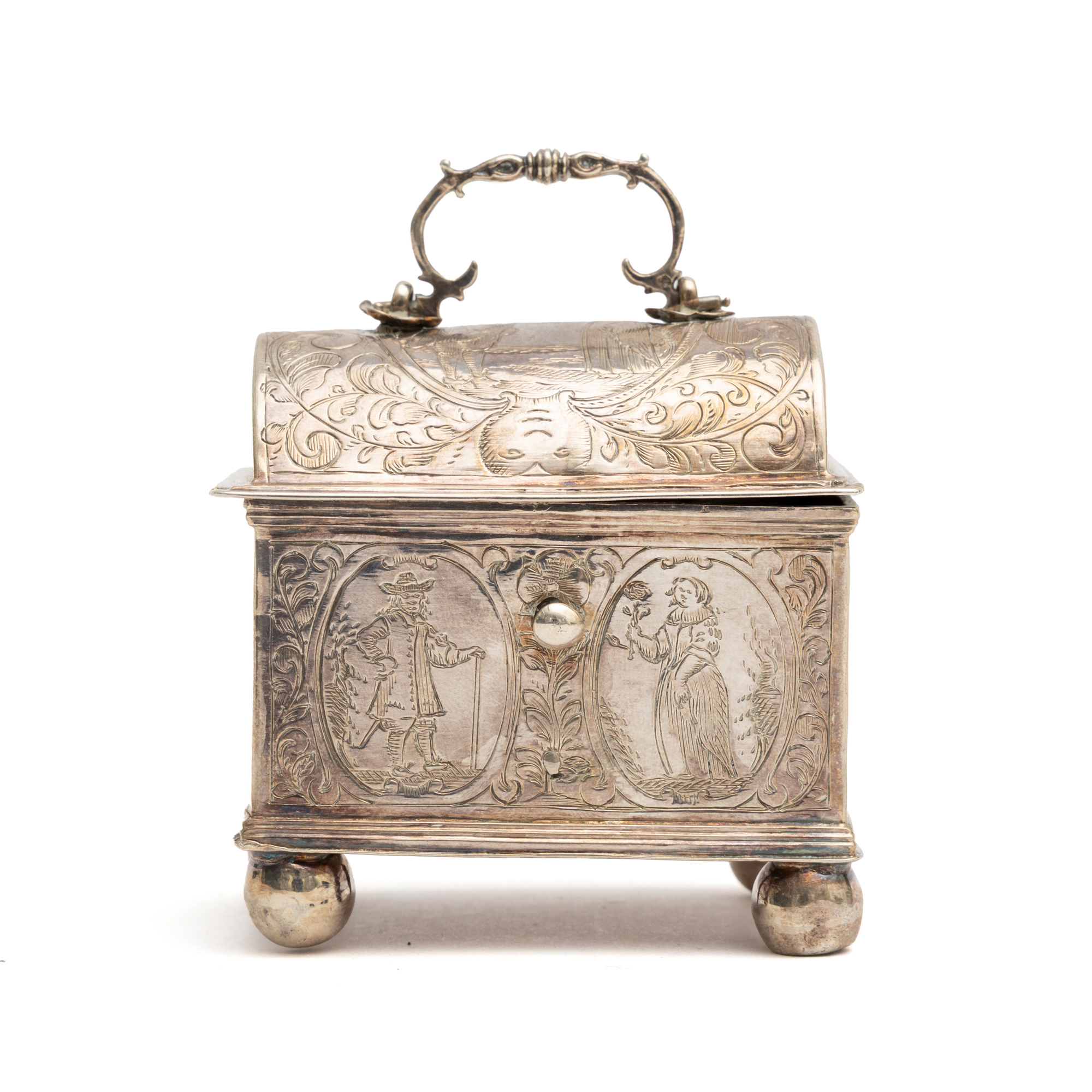 A Dutch silver marriage casket, 'knottekis... | Caskets and boxes: bids