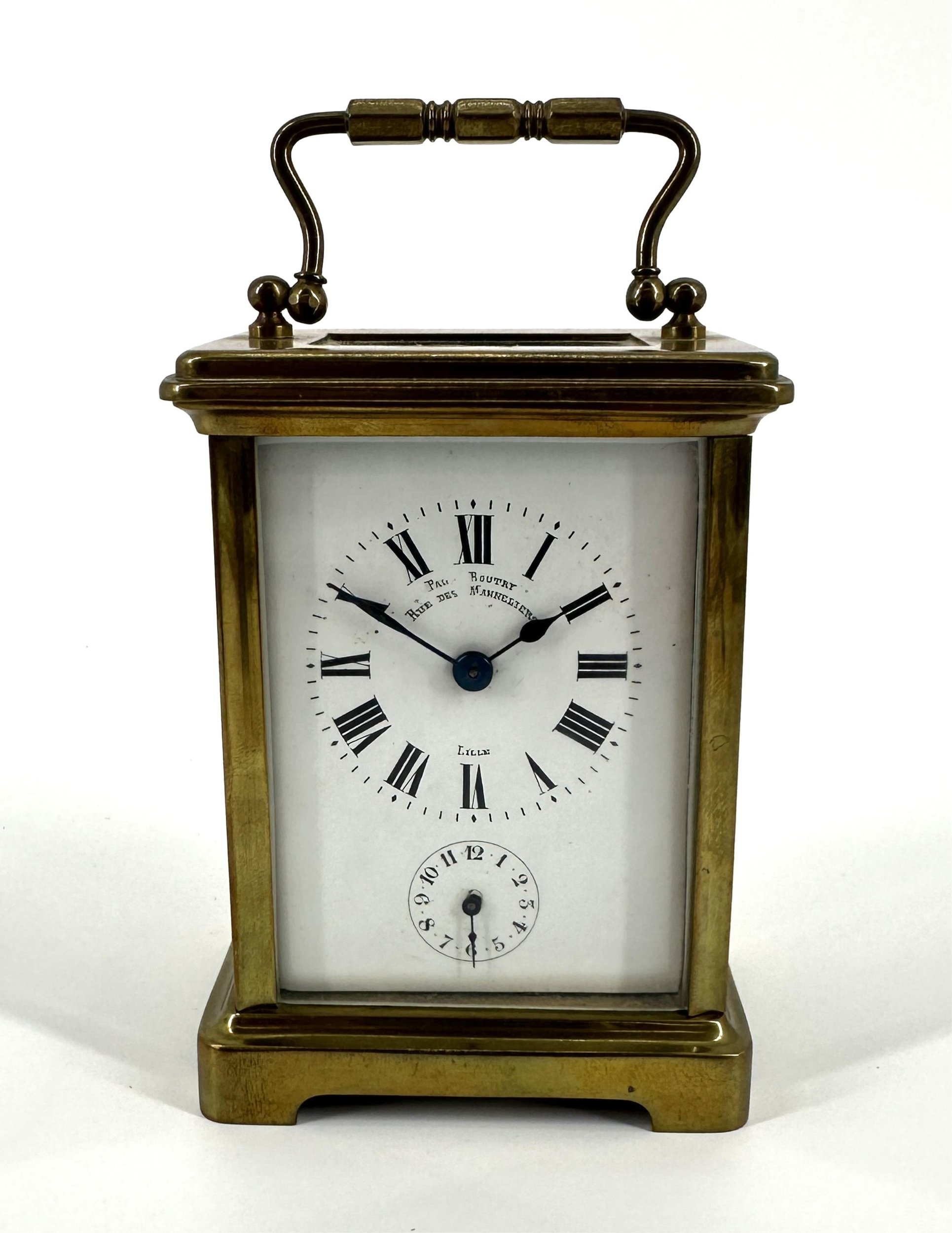 Pendule d'officier en laiton vers 1900. Cadran ... | Pendules: enchères