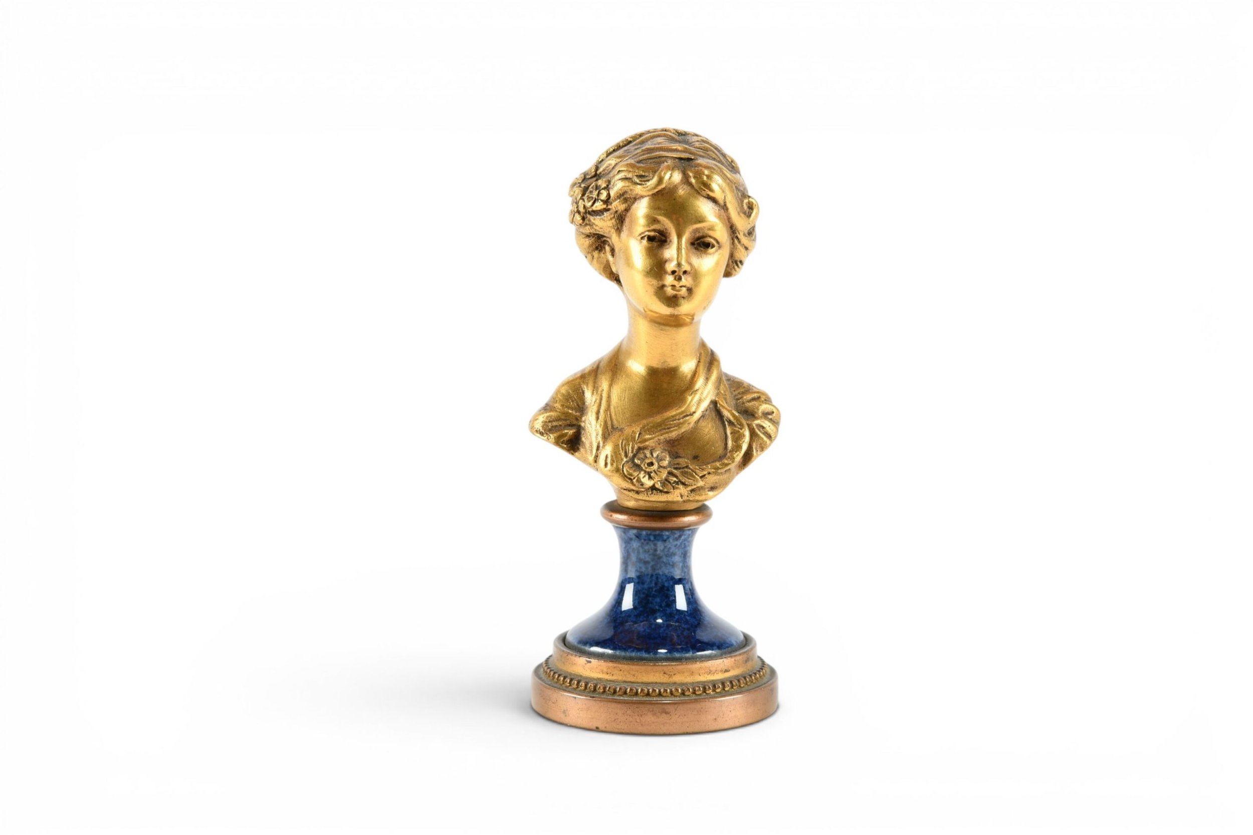 GREUZE (d'après). Petit buste en bronze à sujet ... | Bronzes: enchères