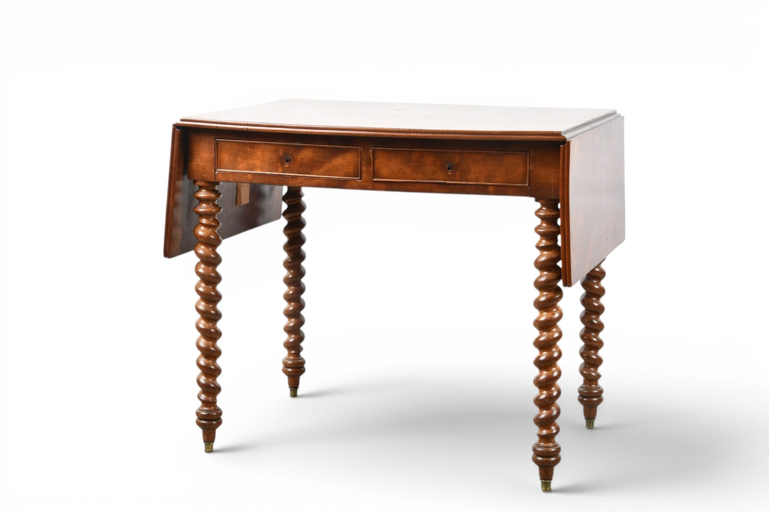 TABLE à volets en acajou, ouvrant à deux tiroirs,... | Tables: enchères
