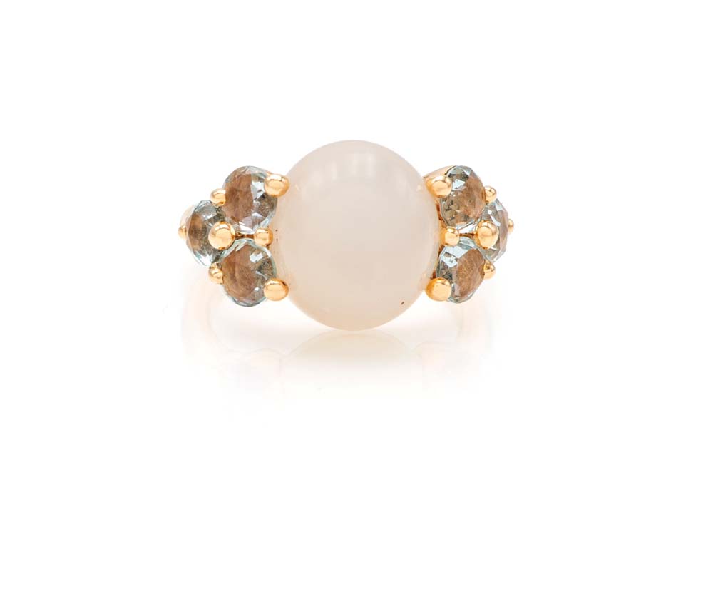 Pomellato - Luna model ring in gold, moonstone and aqu... | Rings: bids