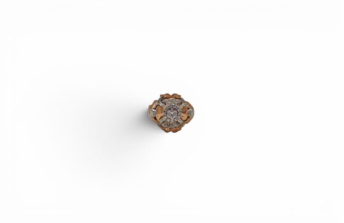 White and yellow gold ring with diamondCentral diamon... | Rings: bids