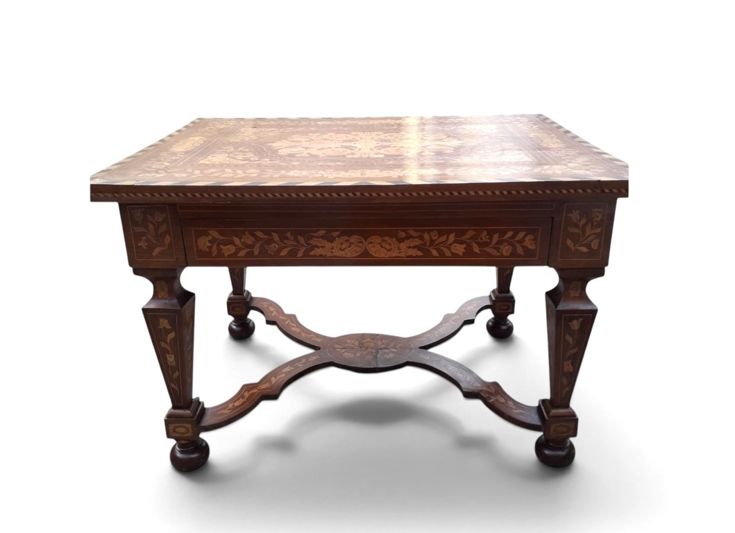 Large walnut center table19th centuryRichly inlai... | Tables: bids