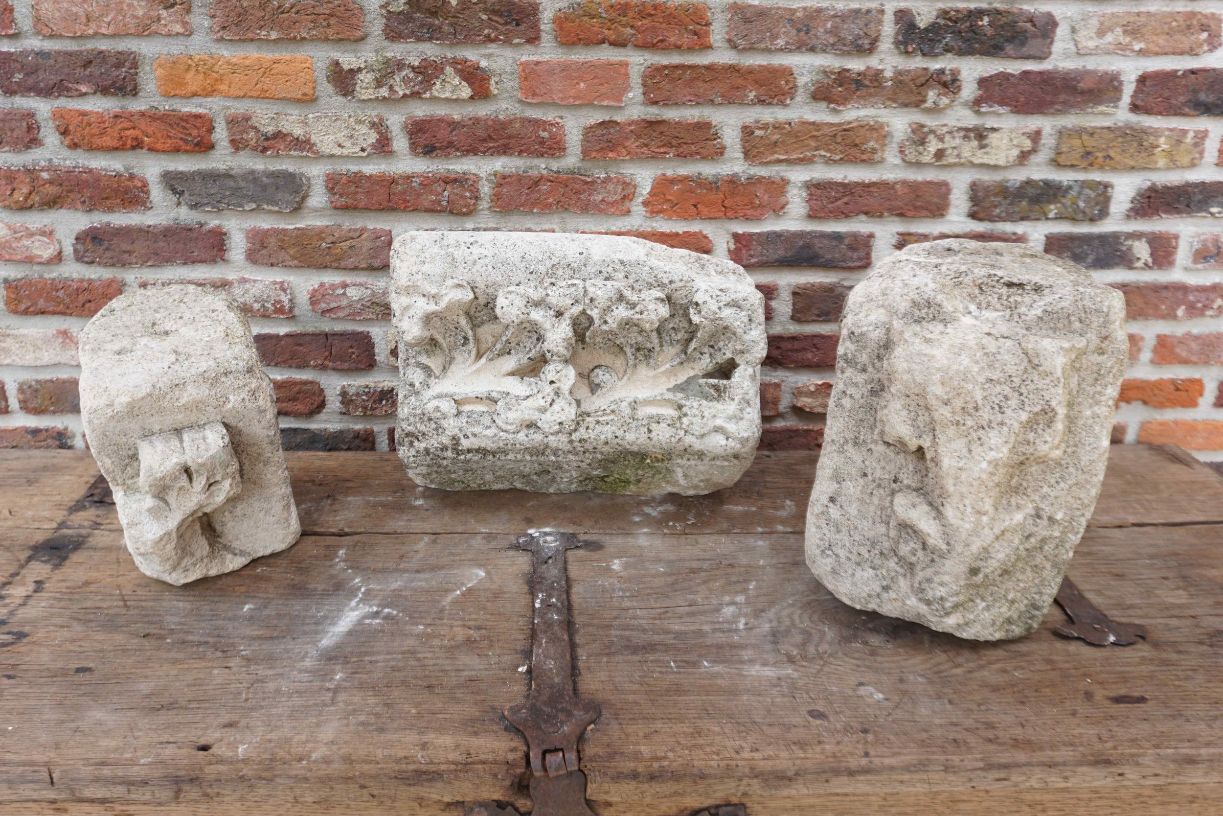 Set (3) of 15th-century stone ornaments; Largest ... | Sculptures: bids