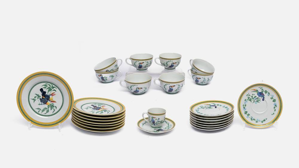 Hermès, coffee service "Toucans", Limoges... | Sets of tableware: bids