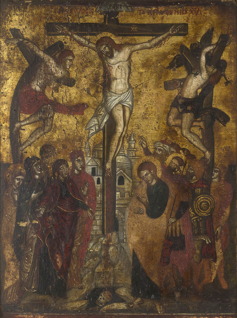 Icône de la Crucifixion. Chypre, XVIIe siècle.Le... | Icônes: enchères