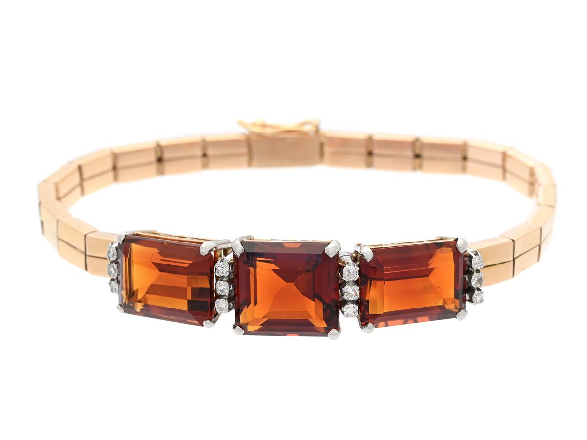 BRACELET, 18K gold/white gold, 3 madeira citrines ... | Bracelets: bids