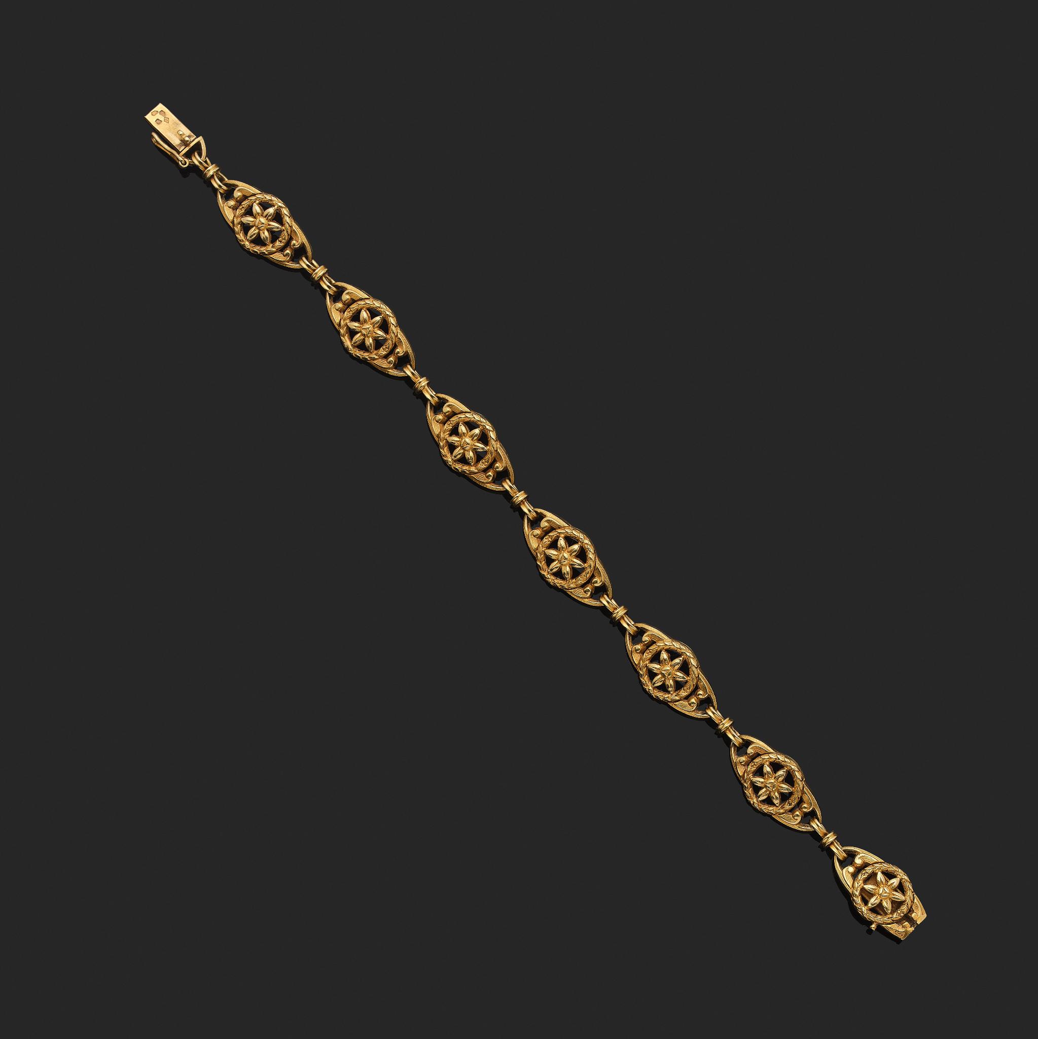 18K yellow gold bracelet (750°°° - hallmark: eagle... | Bracelets: bids