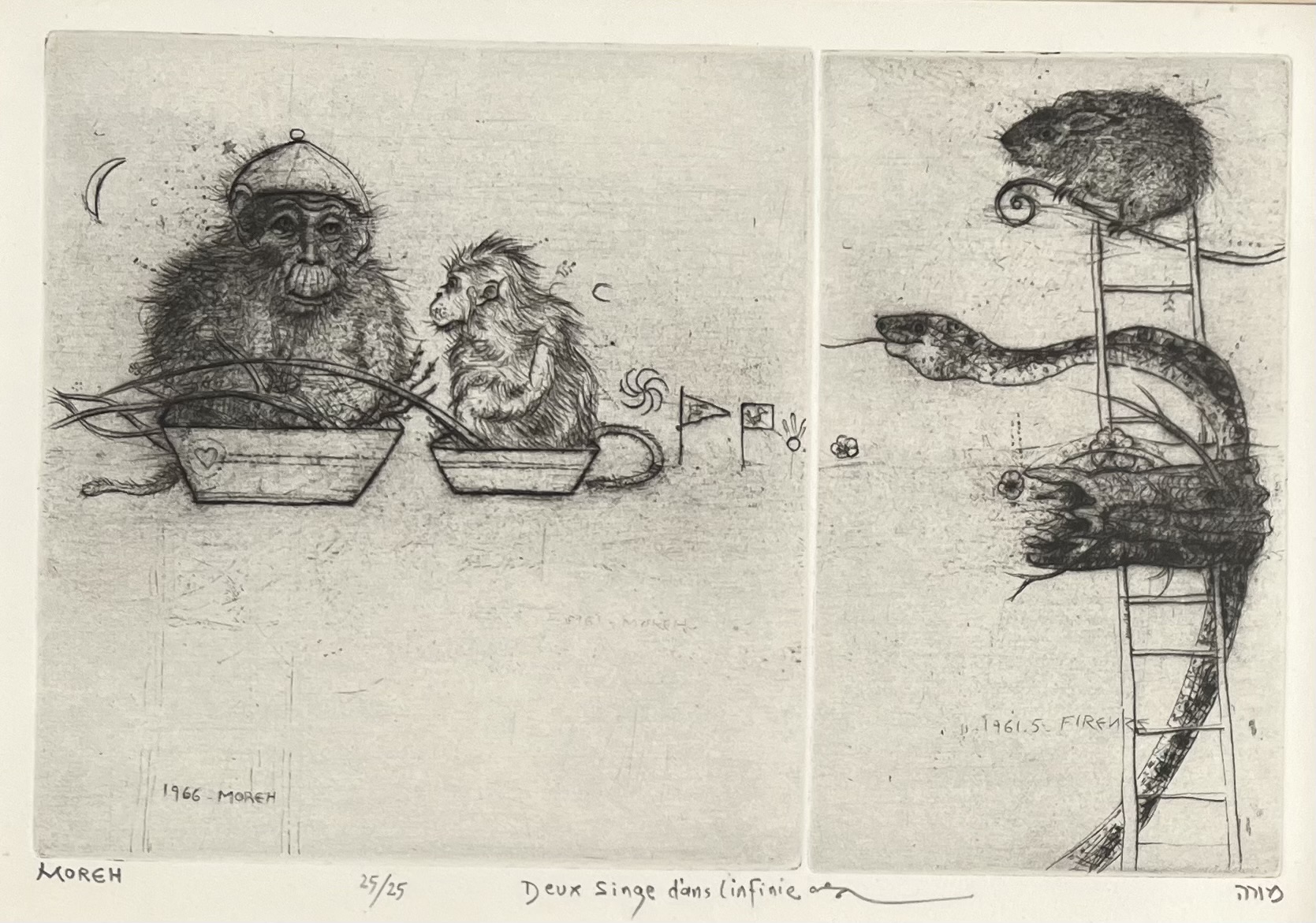 D'après Mordecaï MOREH (né en 1937)"Deux ... | Lithographies: enchères