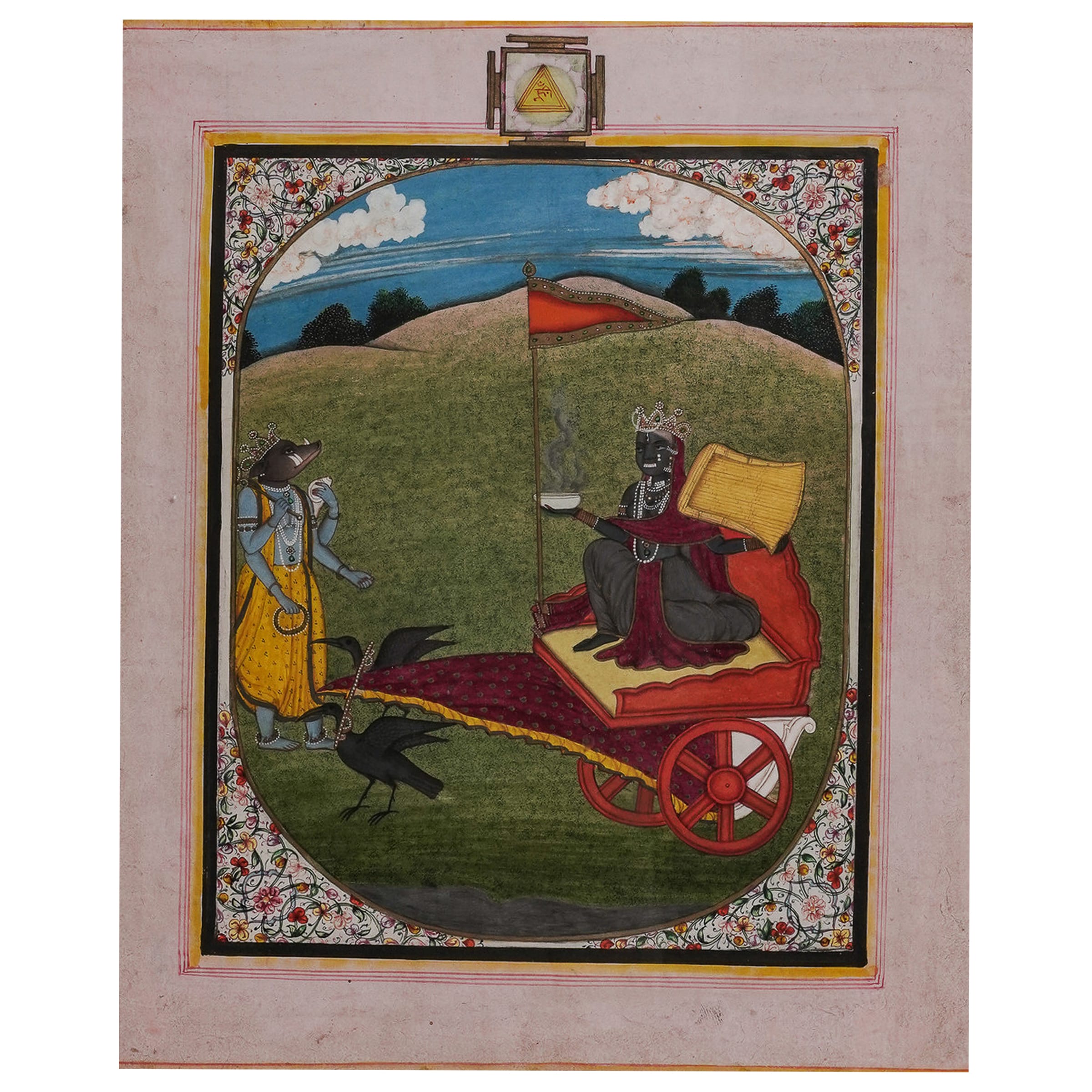 Antique Indian 'Vishnu As Varaha,' Ink & Gouache o... | Asian art: bids