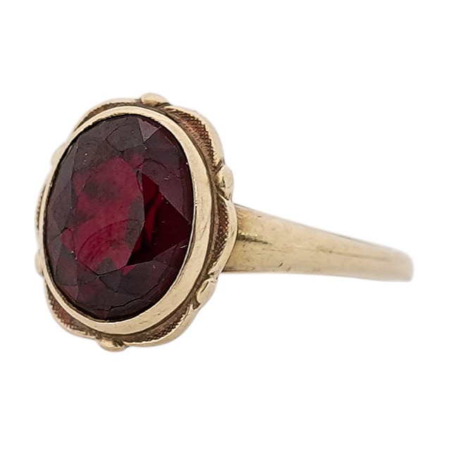 Vintage 10k Gold Garnet Ring Signed Late 20th Cen... | Bagues: enchères