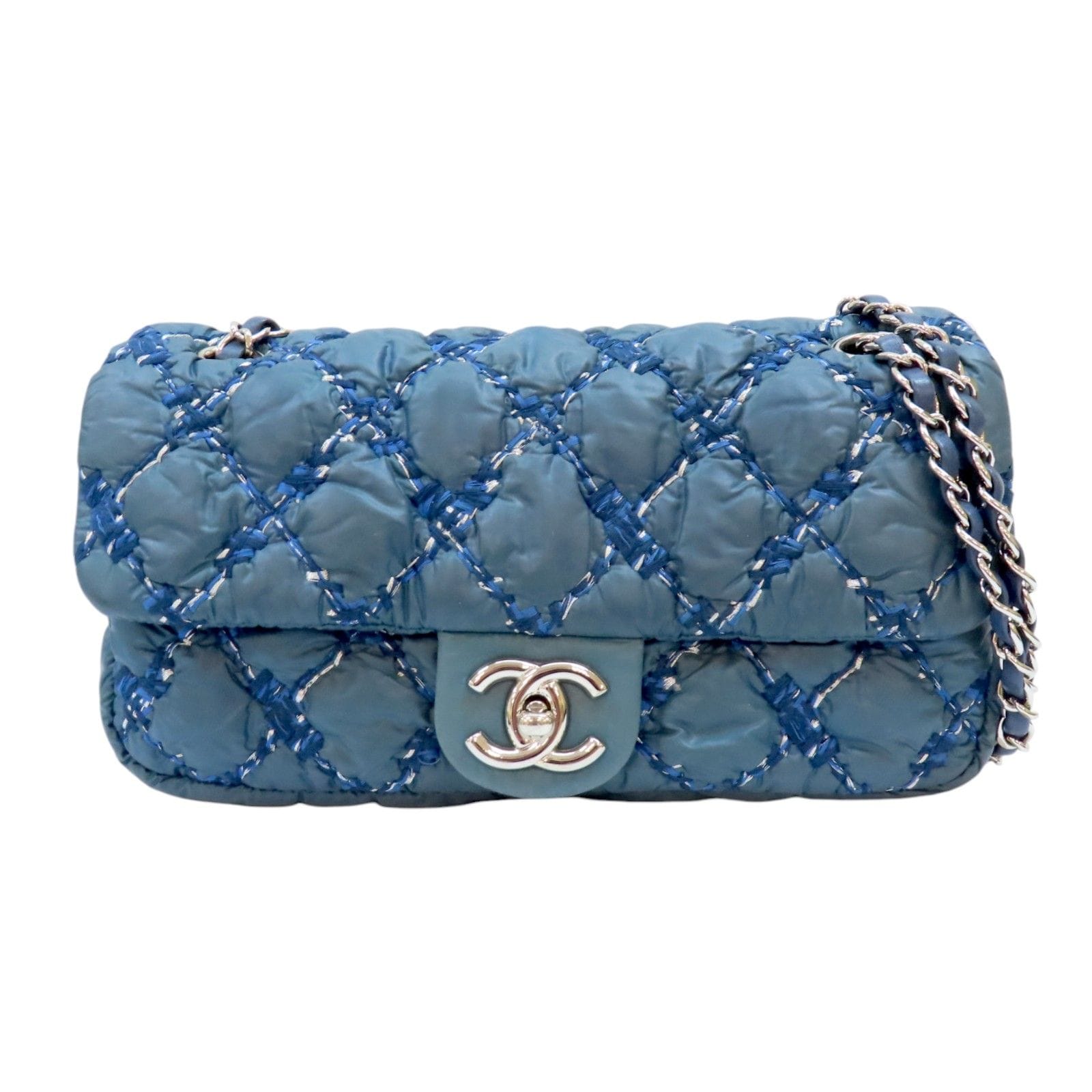 Chanel Blue Nylon Matelasse Shoulder Bag Title/Medi... | Handbags: bids