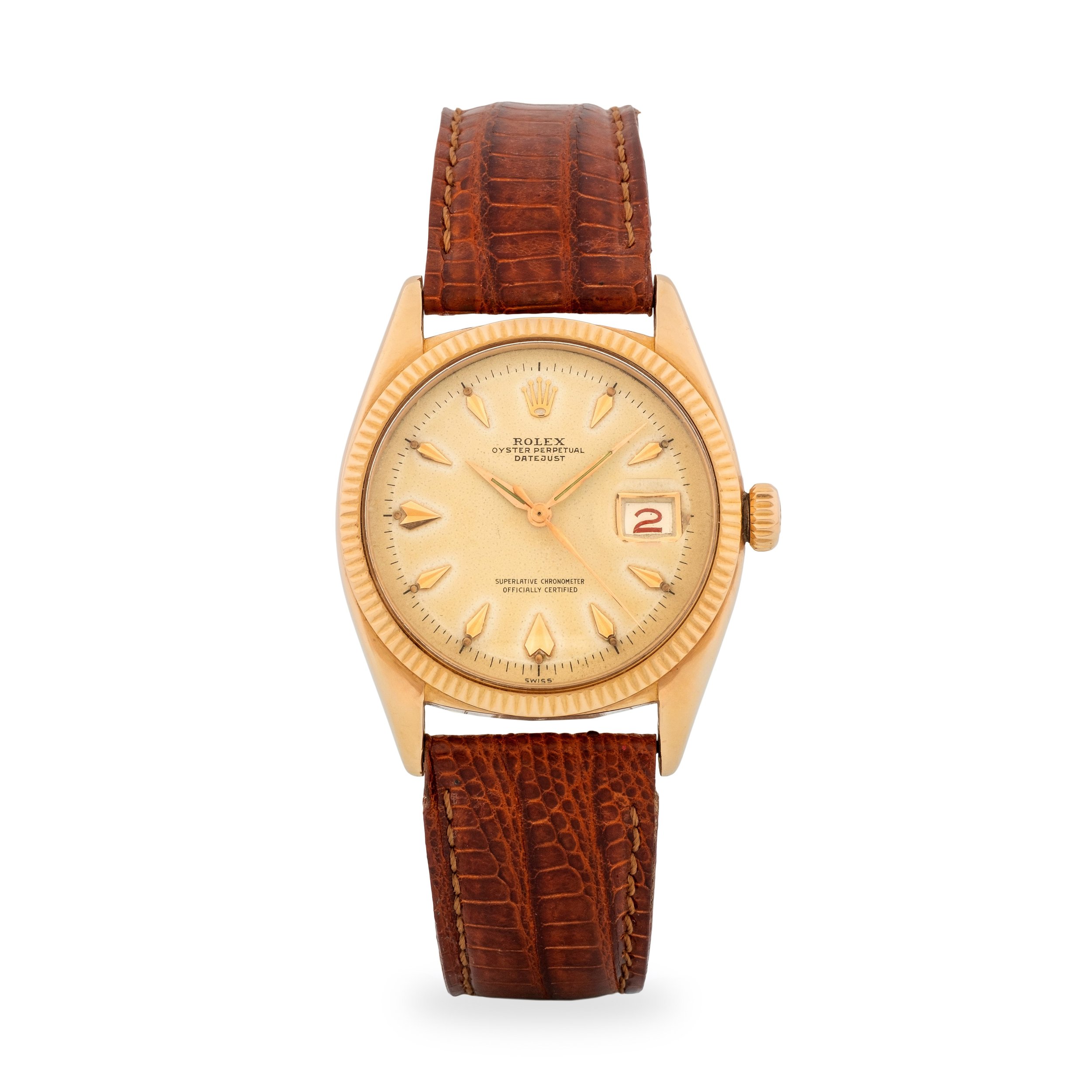 RolexDatejust Ref. 6605 in 18k yellow gold, champagne dial w... | bids
