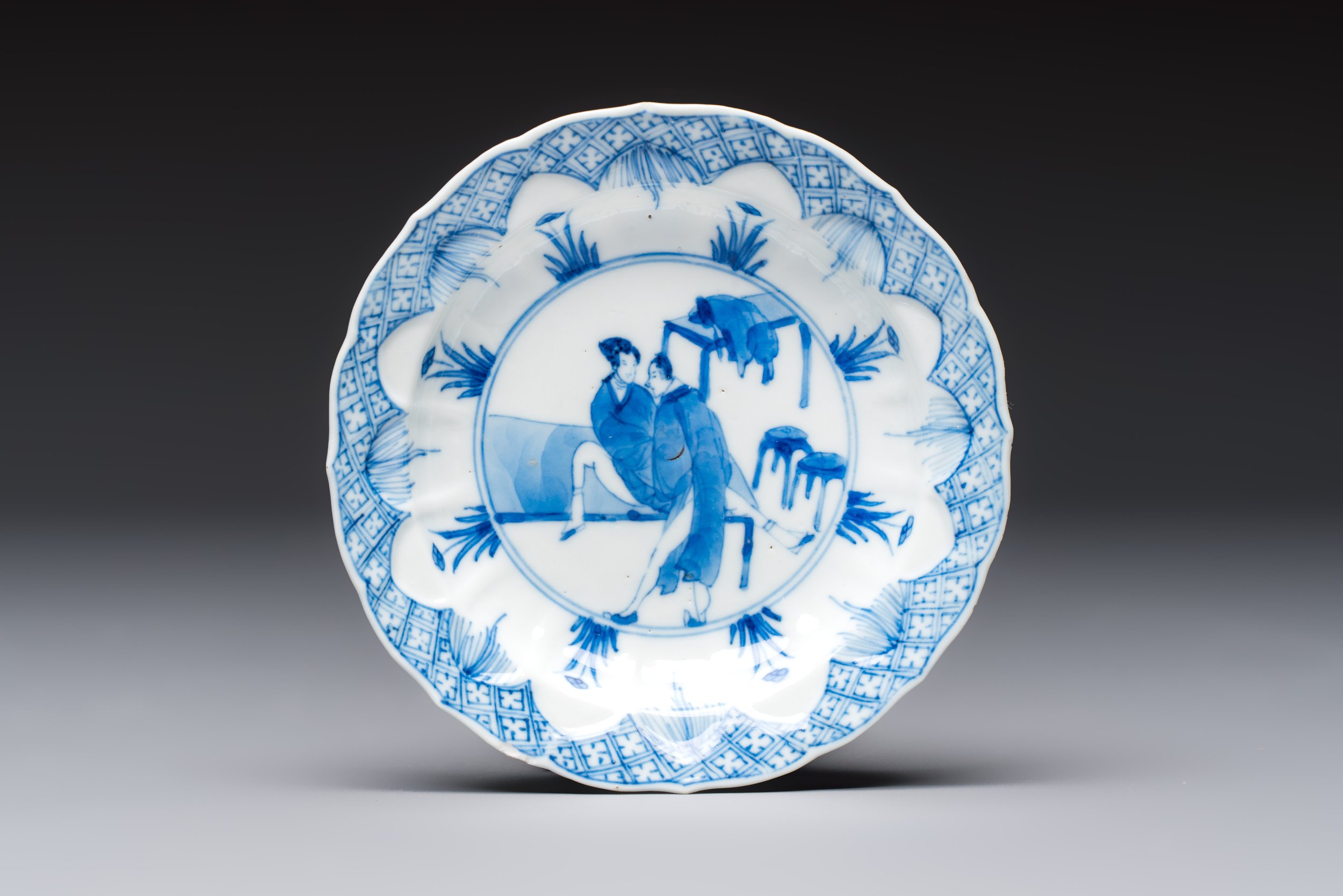 A Chinese blue and white 'Erotic Subject' sa... | Arts d'Asie: enchères
