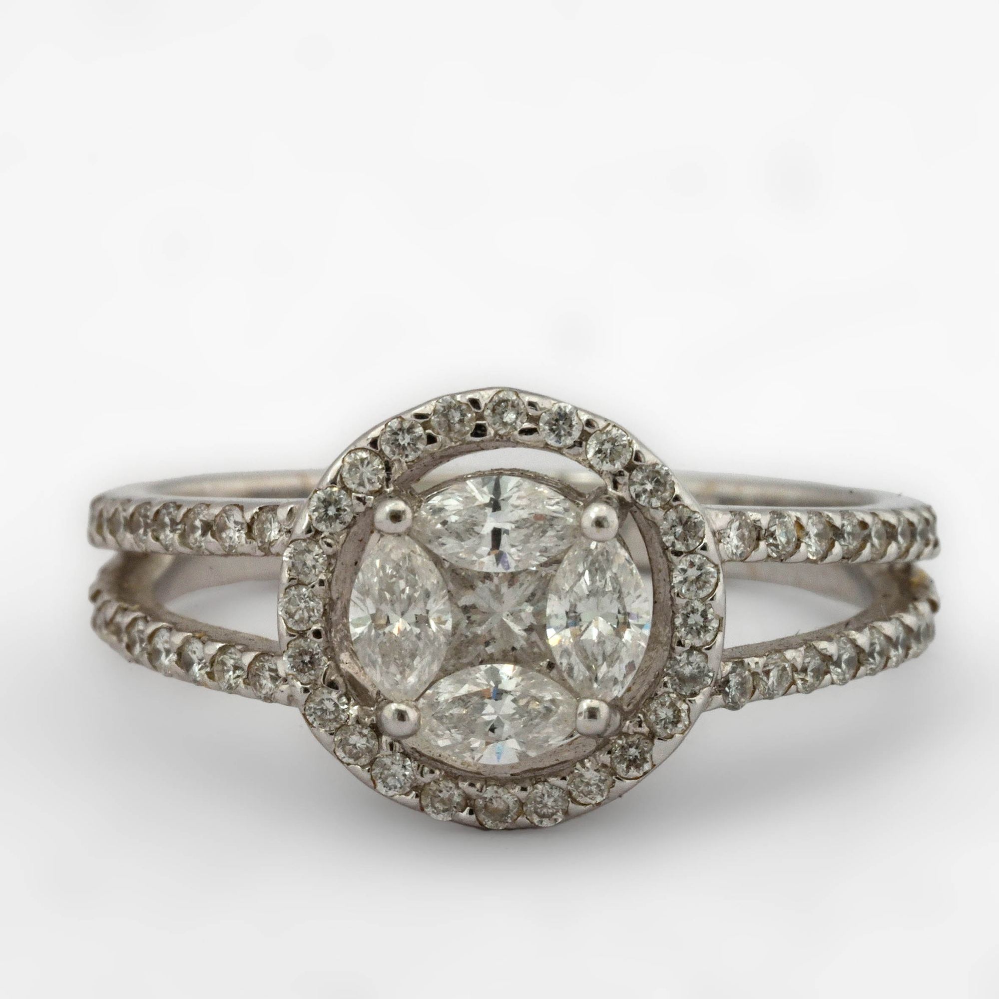 Bague en or blanc 18 carats sertie de diamants ta... | Bagues: enchères