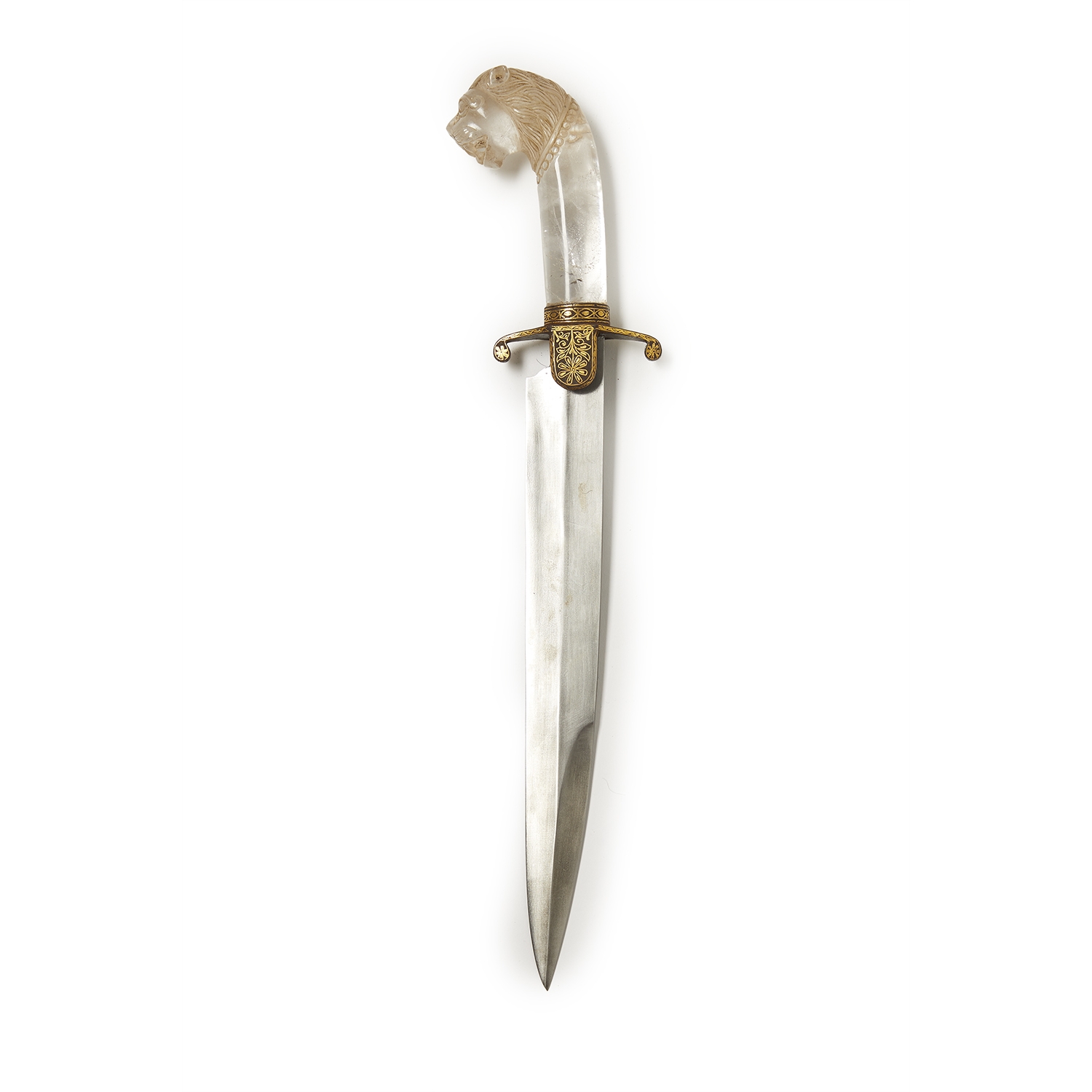 COUTEAU DE CHASSE ANGLO- INDIEN À TÊTE DE LIONà p... | Armes: enchères