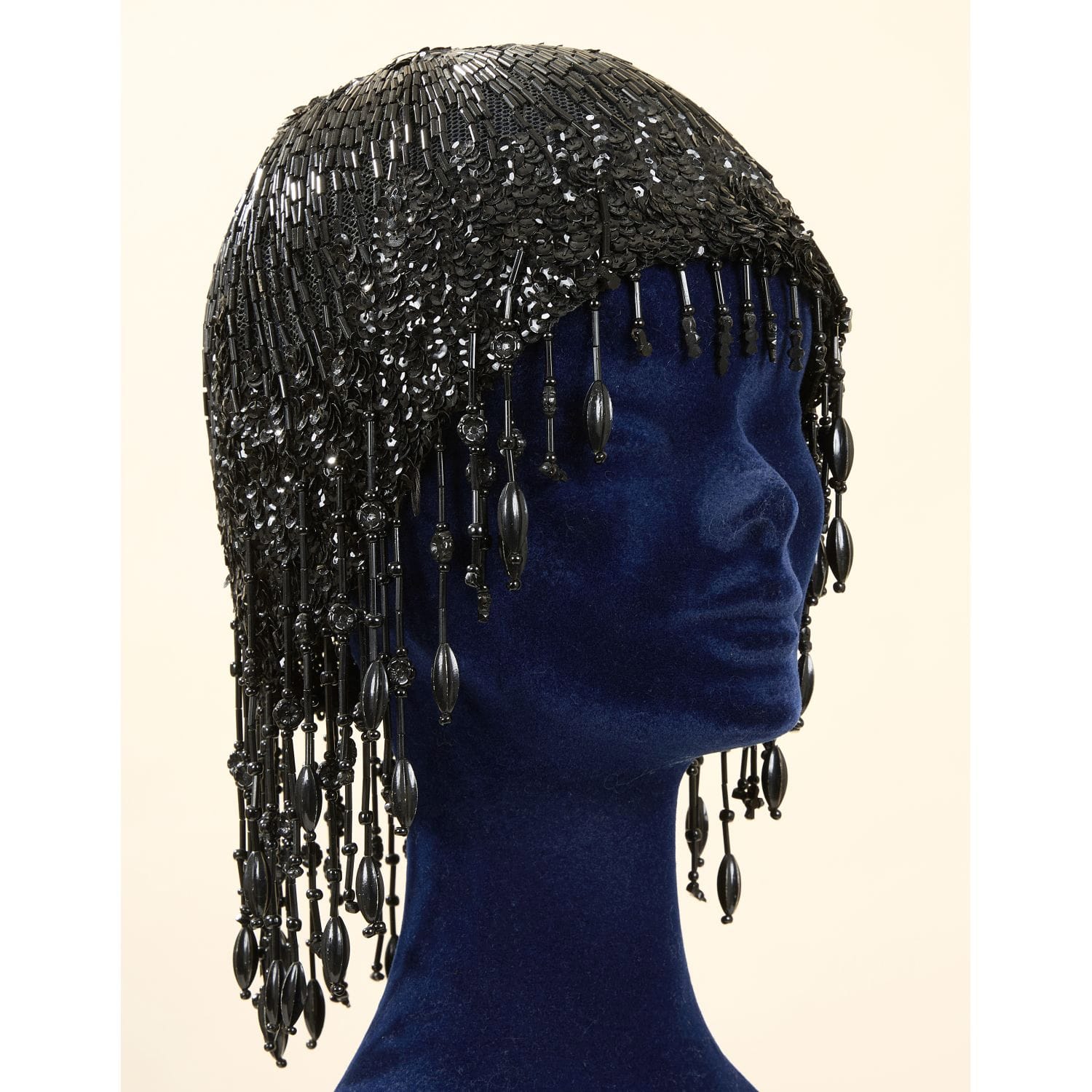 Piece from the 1950s,Headpiece with black sequins and black ... | bids