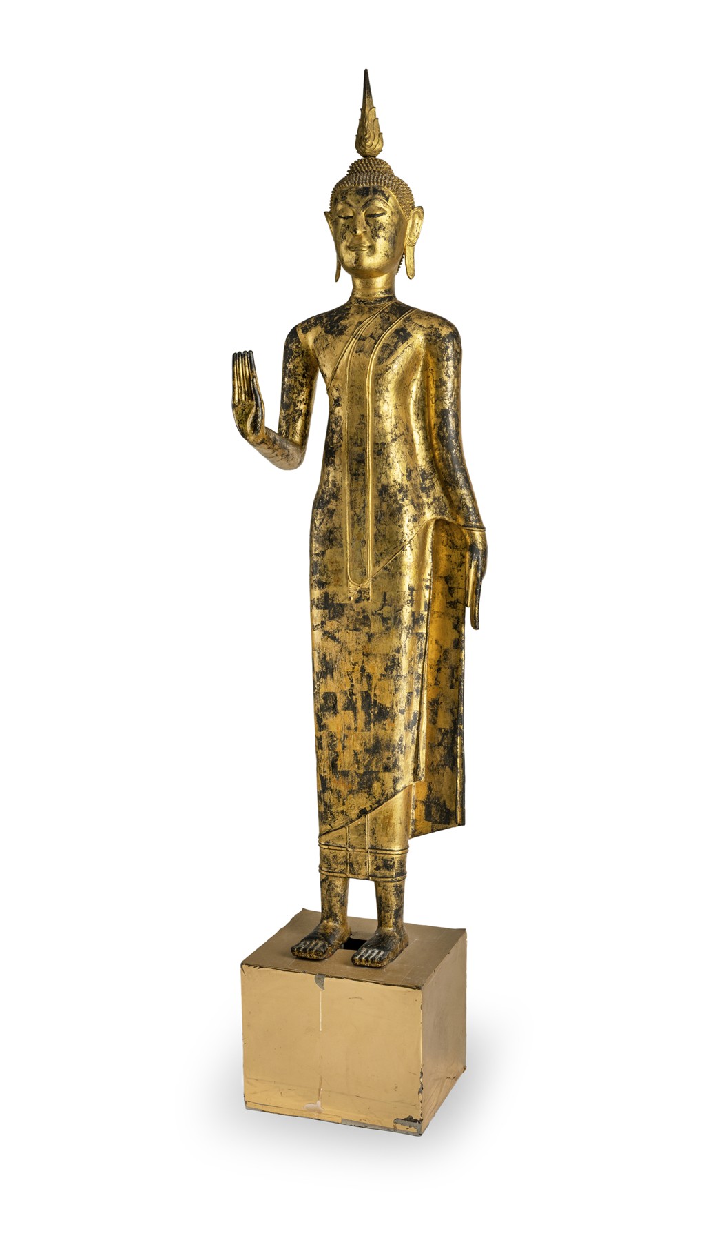 A large gilt- and black-lacquered bronze figure of Buddha Sha... | bids