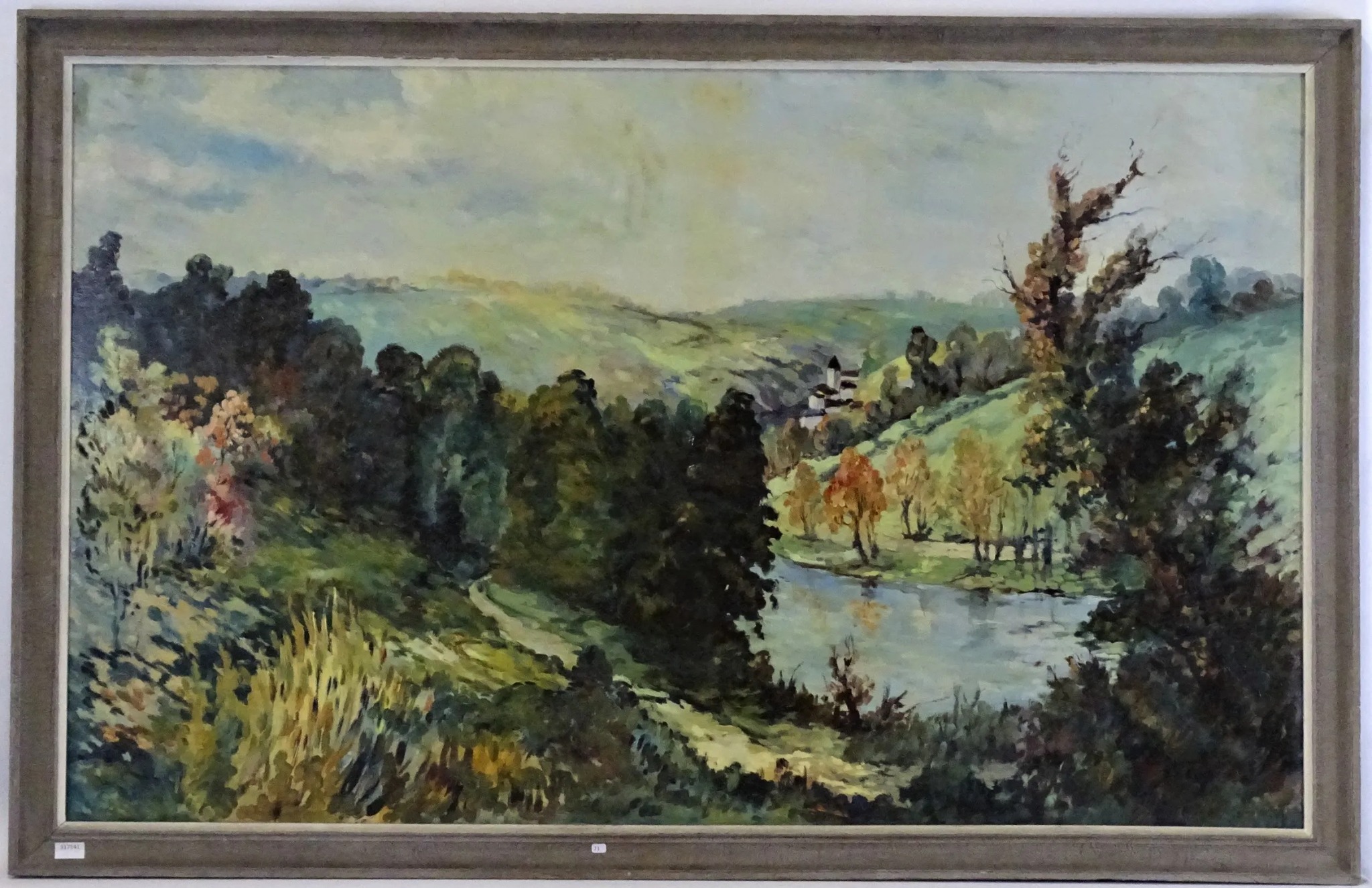 F. GOMBERT (Xxème) "Le village dans la ... | Tableaux anciens: enchères