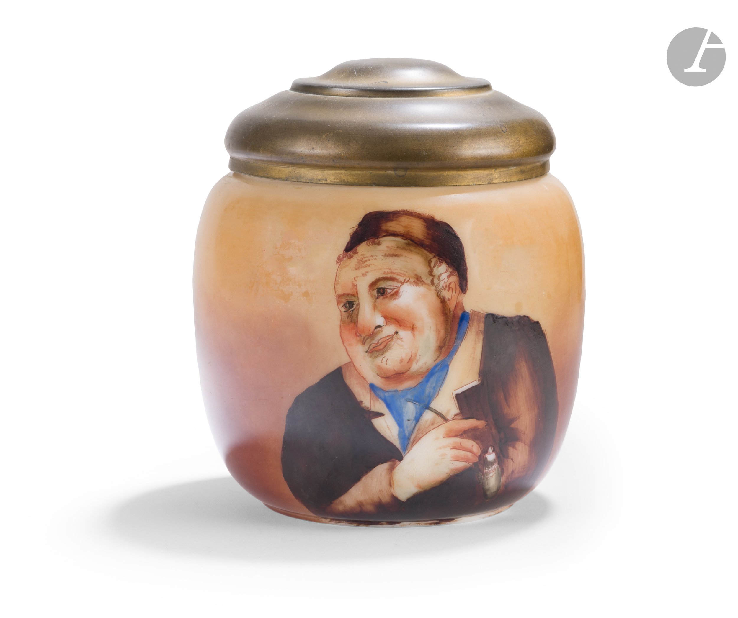 Glass jar with polychrome painted decoration and a m... | Judaica: bids